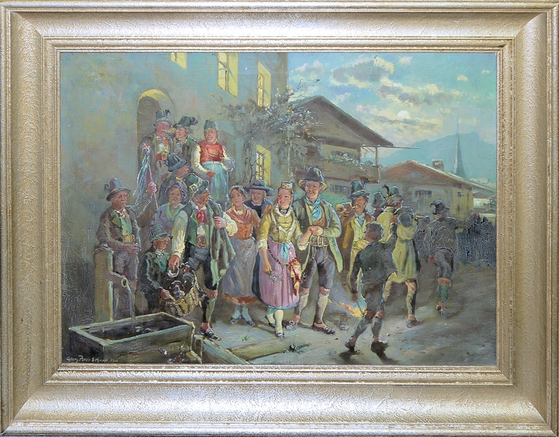 Georg Peter Schupp, München, Die Bauerhochzeit, stimmungsvolles ...